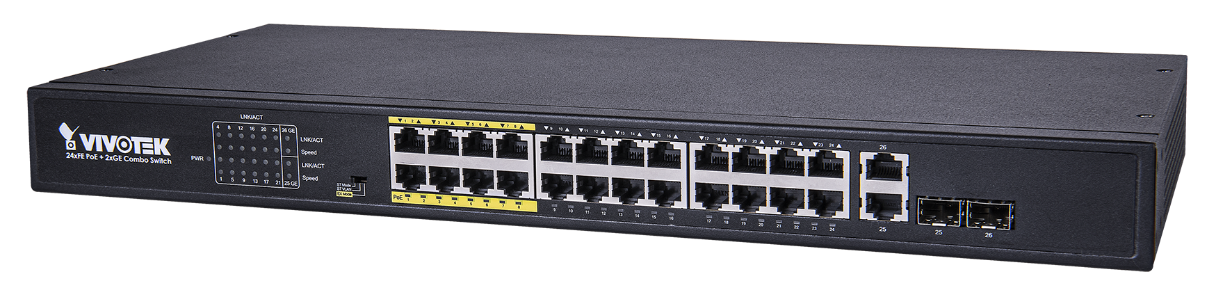 24xFE PoE + 2xGE Combo Unmanaged Switch Vivotek - Clear Digital