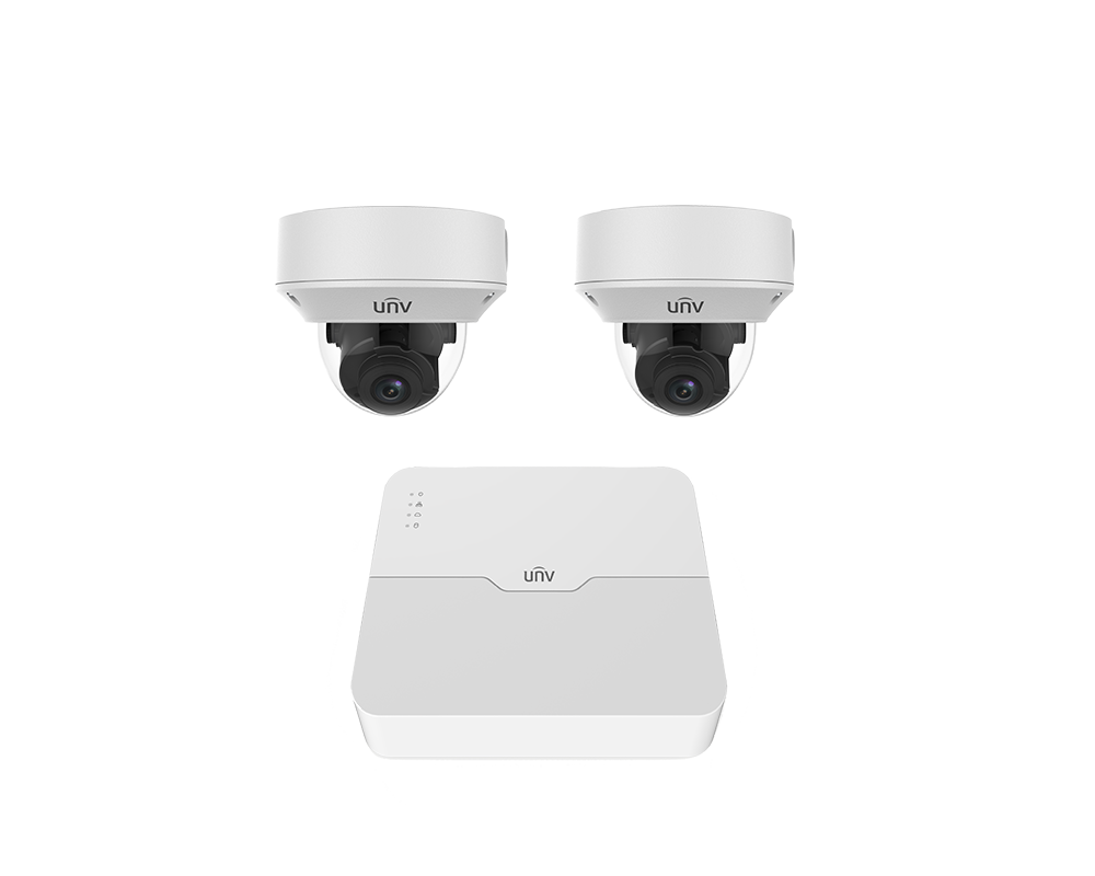 2x 4MP Varifocal Fixed Dome- 8 CH UNV-KIT - Clear Digital