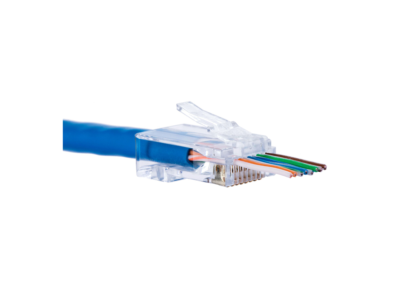 Cat6 UTP push through plug, 3 prong - 50 u - Clear Digital