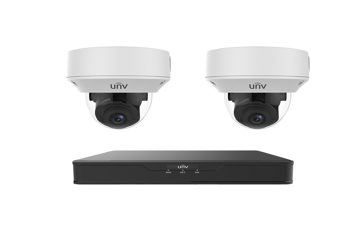 2x 4MP Varifocal Fixed Dome- 4 CH UNV-KIT - Clear Digital