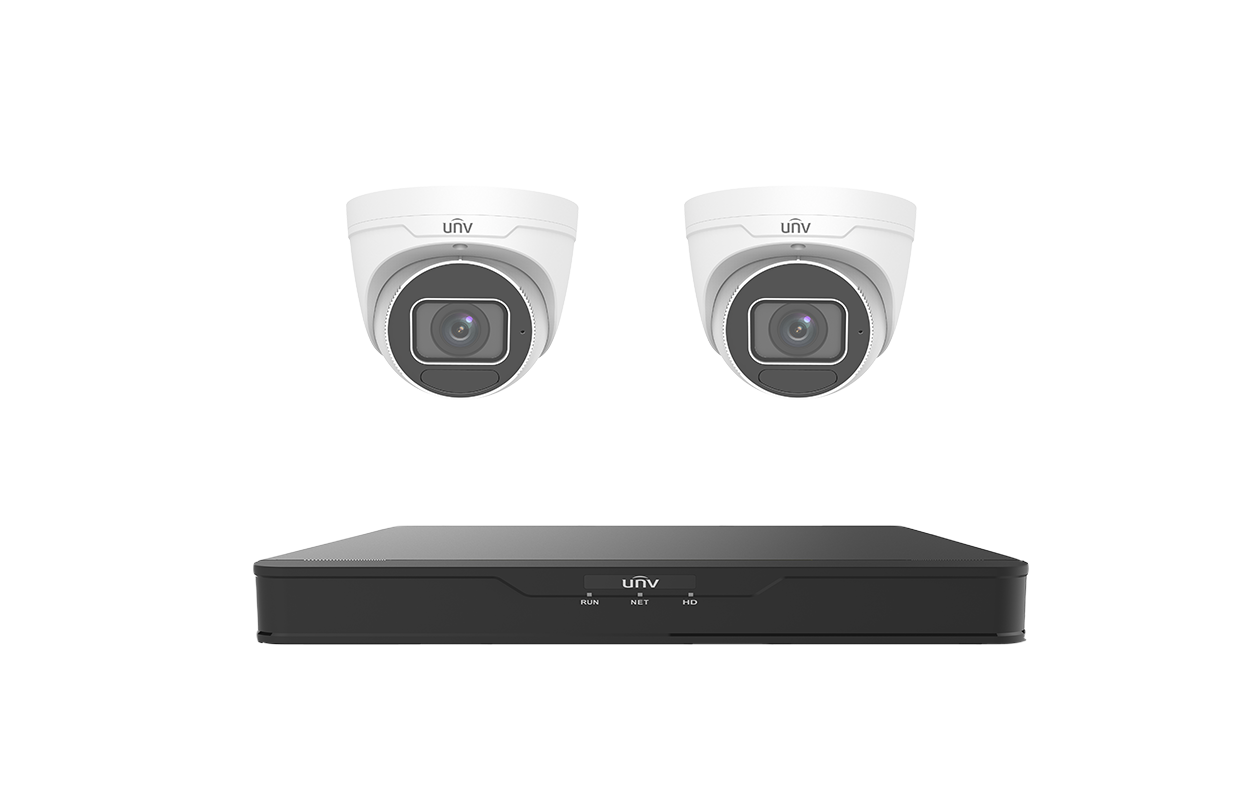 4 Channel NVR 2 x 5MP VF Eyeball Camera Turret Kit UNV - Clear Digital