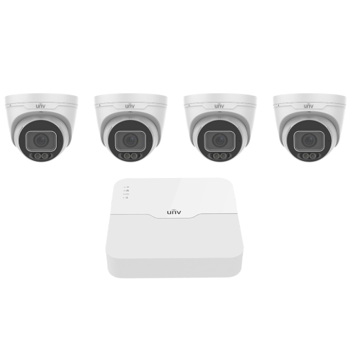 8 Channel NVR 4x 4Mp ColourHunter Camera Turret Kit (UNV) - Clear Digital