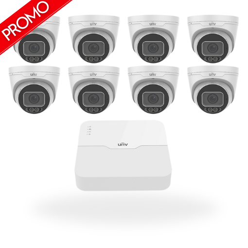 8 Channel NVR 8x 4Mp ColorHunter Camera Turret Kit (UNV) - Clear Digital