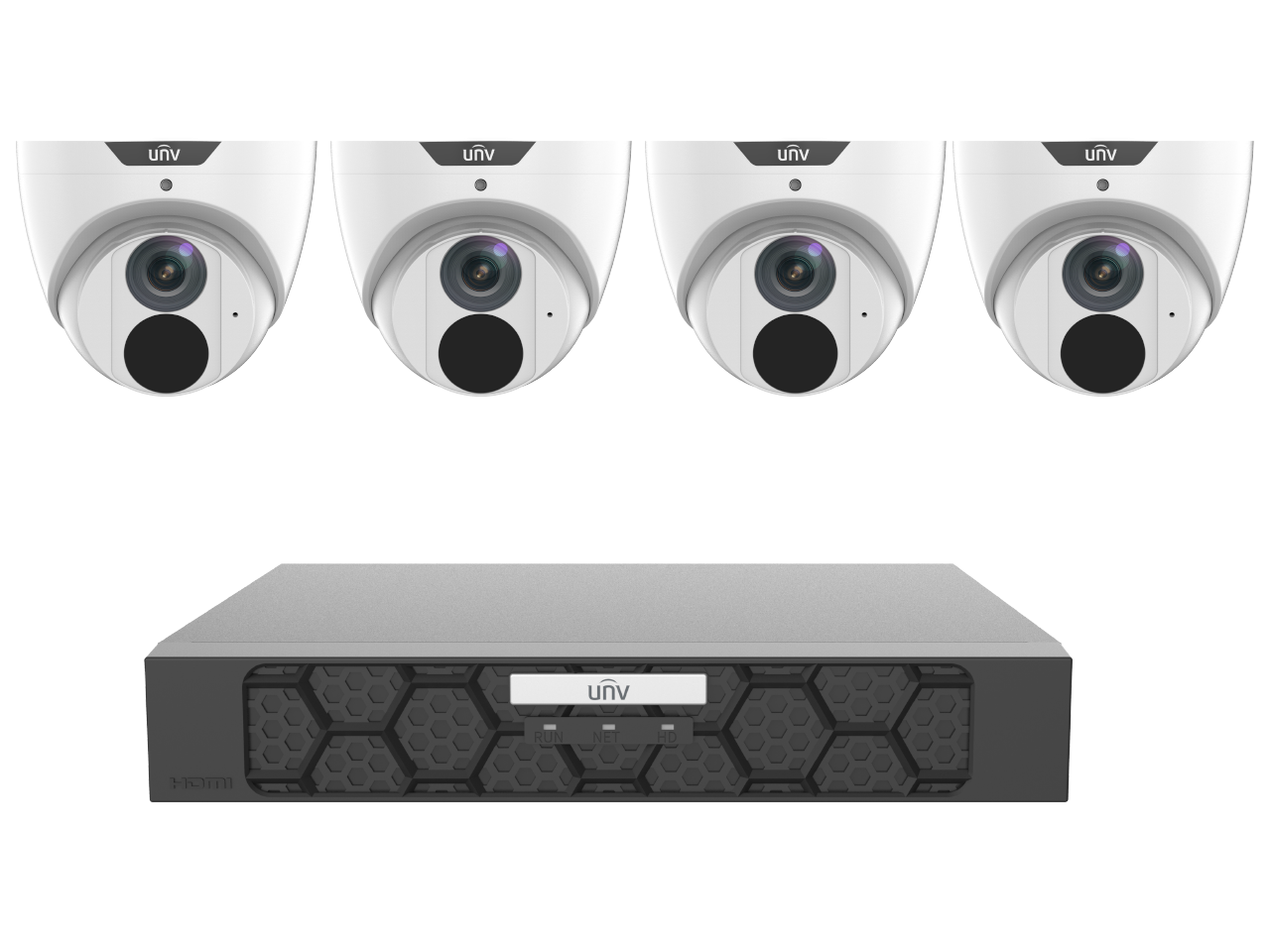 8 Channel IQ NVR4x8Mp Camera Turret Kit (UNV) - Clear Digital
